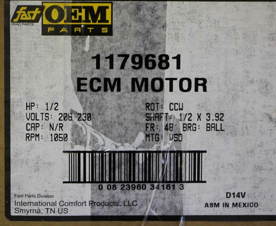 fast OEM 1179681 ECM motor 1/2 HP 208-230 V 1050 RPM - Brand NEW | eBay