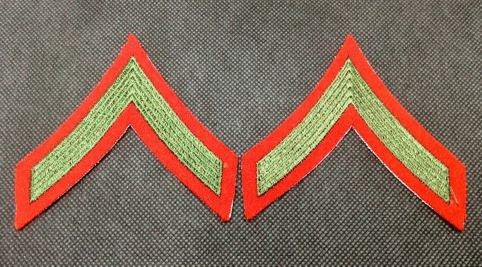 USMC Genuine Embroidered Rank Insignia PFC Olive On Scarlet (MALE) | eBay