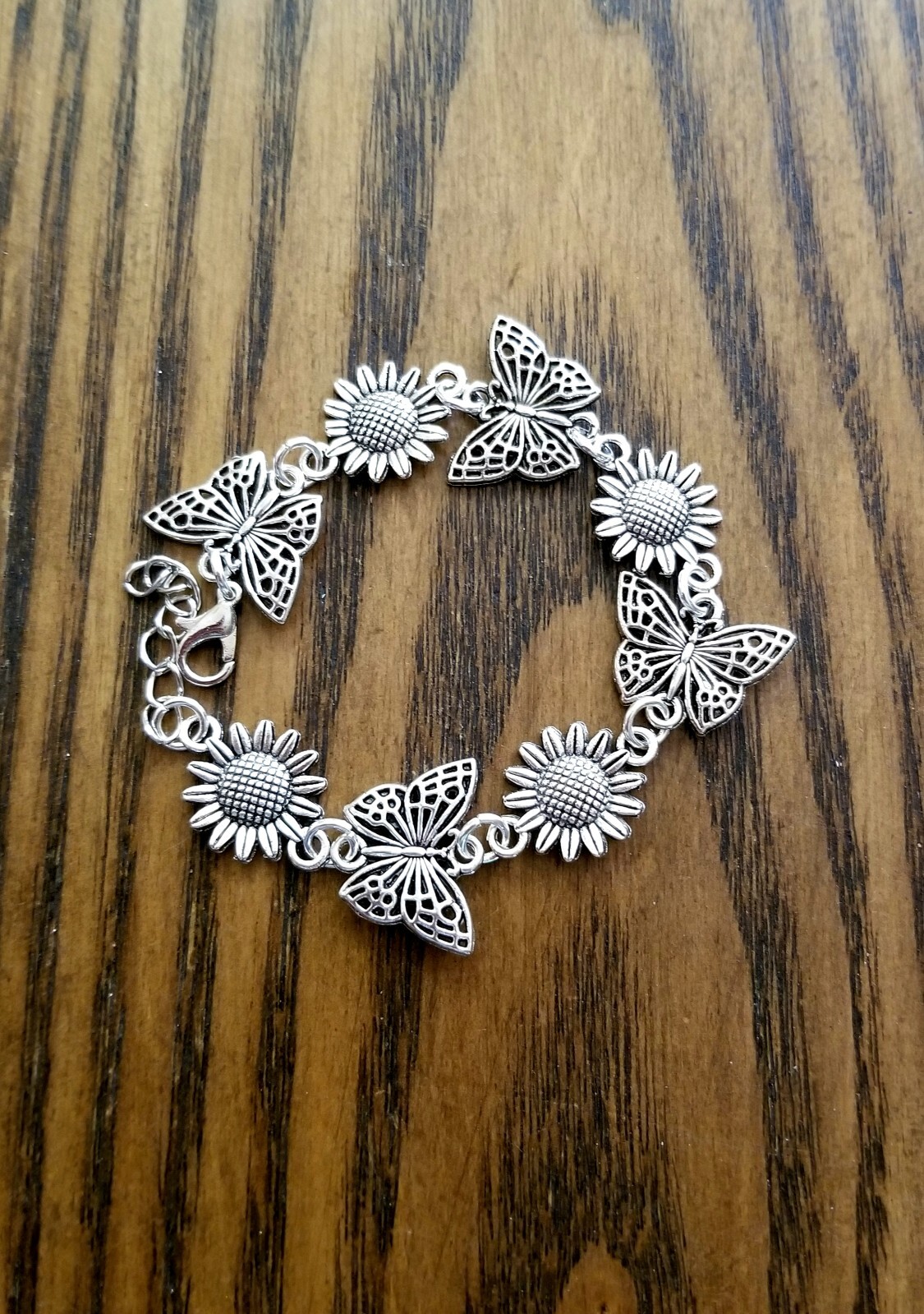 Handmade Sunflower Bracelet Butterfly Bracelet Womens Charm Bracelet ...