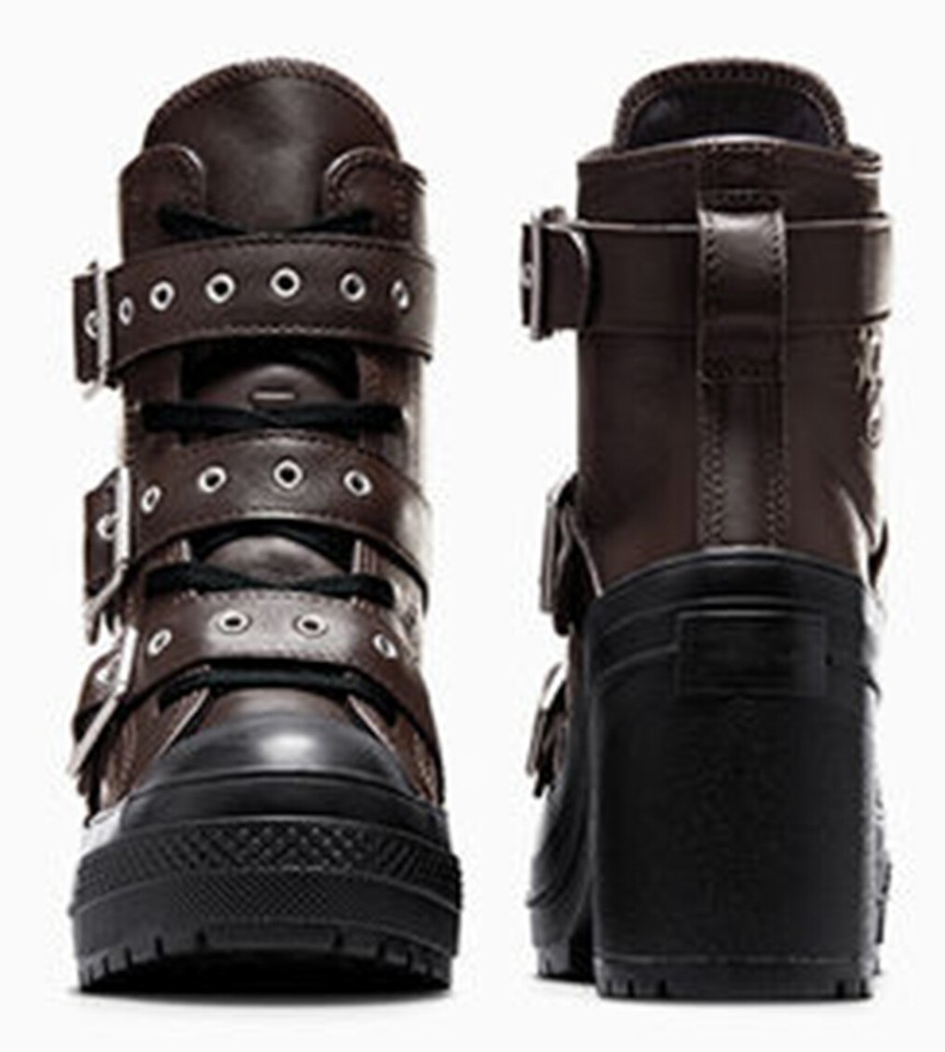 CONVERSE Women's Chuck 70 De Luxe Heel Leather & Buckles Biker Style ...