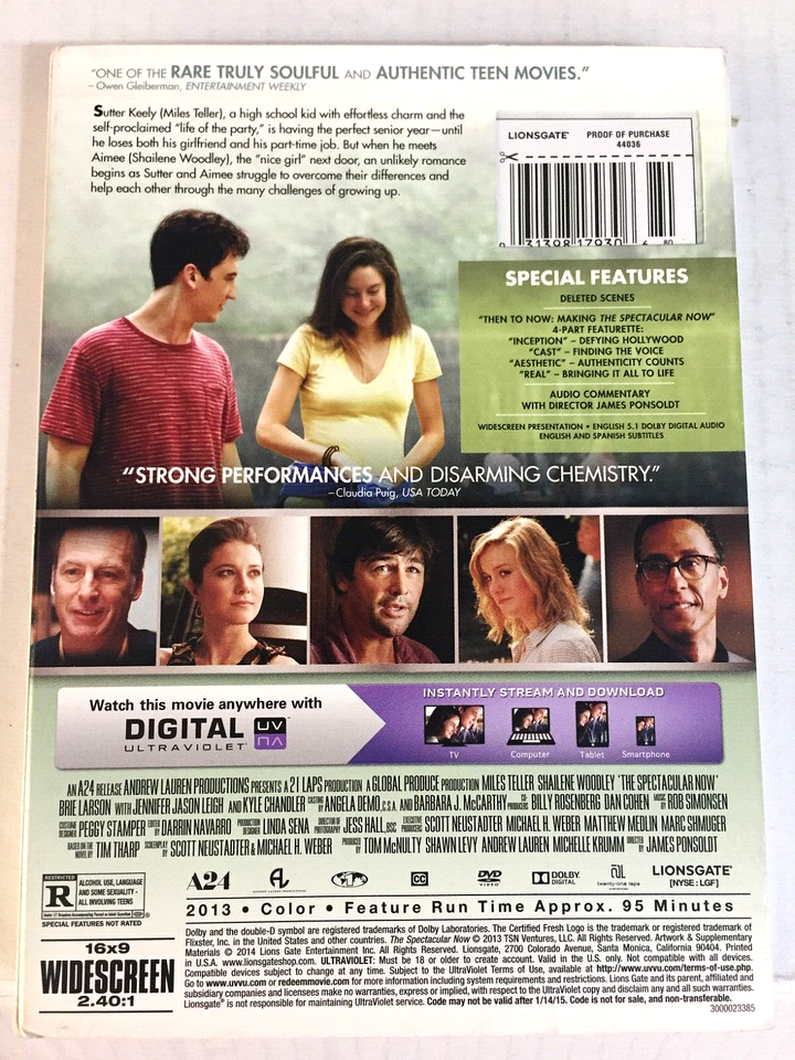 The Spectacular Now With Slip Case DVD Ships Same Day With Tracking | eBay