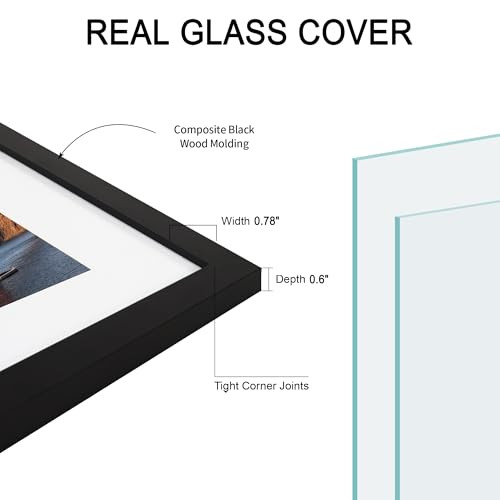 8x10 Picture Frame Set of 4 - Real Glass,Display Pictures 5x7 with Mat ...
