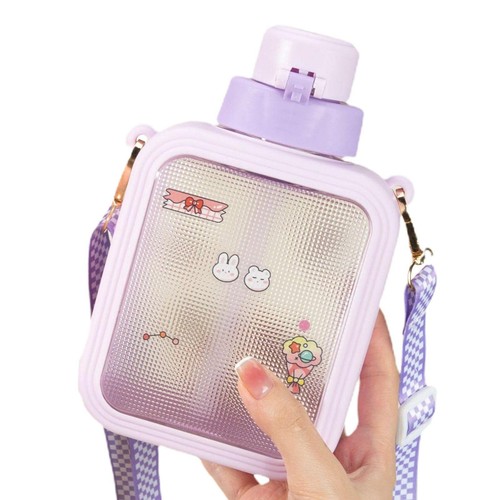 Water Canteen,750ML Creative Square Water Bottle with Adjustable Strap ...