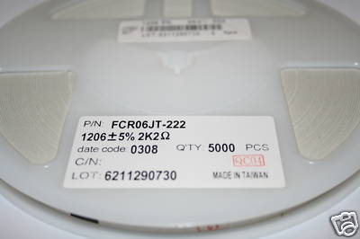 Bobine Résistance CMS 1206 2K2 5% CMS SMD 2.2K ohms FCR06JT 222 ...