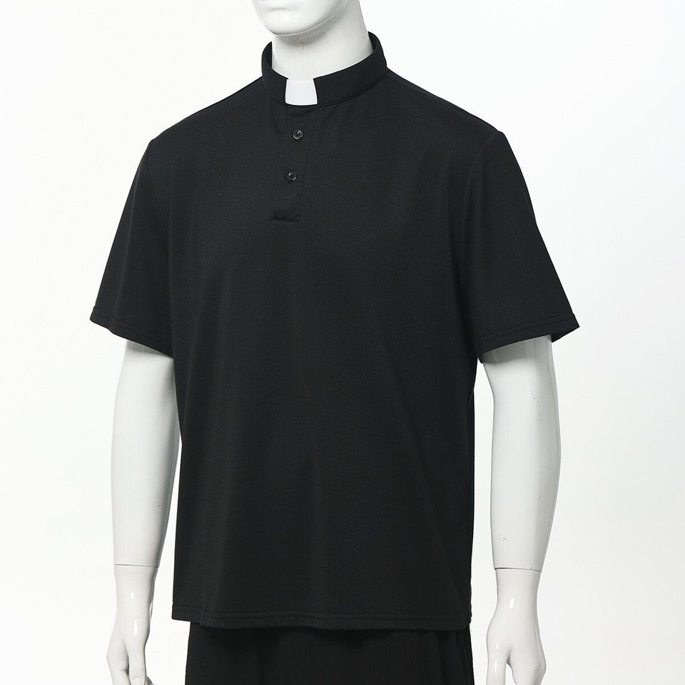 Mens Clergy Polo Shirt Priest Vicar T Shirt Pastor Tops with Clerical ...