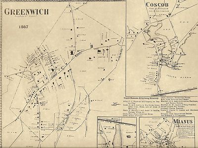 Greenwich Mianus Cos Cob CT 1867 Maps with Homeowners Names Shown | eBay