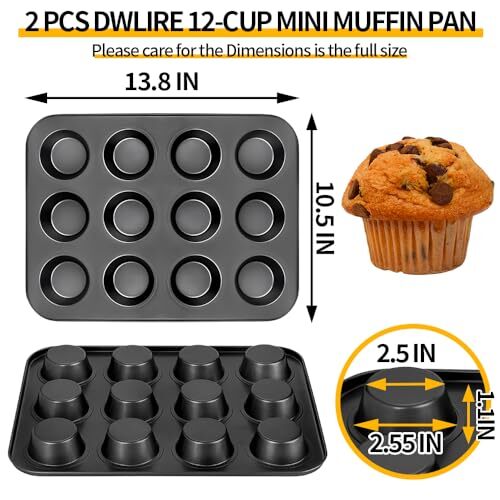 12 Cup Muffin Cupcake Pan 2 Pack NonstickMuffin Baking Pans 12 Cavity ...