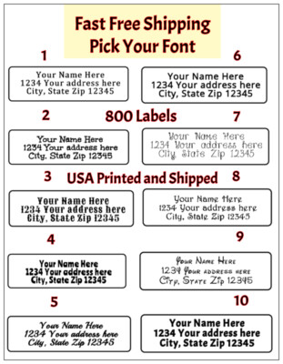 Pick Your Font Personalized Return Address Labels 1/2 in by 1 3/4 in | eBay
