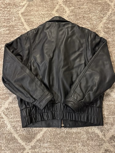 PERRONE Aviation Apparel Jacket Black Leather Coat Men’s Large Pilot ...