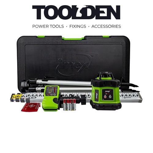 Imex E60 Rotating Laser Level Kit with Tripod, Staff & LR1 Detector ...