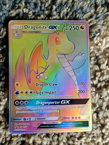 Dragonite GX Rainbow Rare SM156 Mint Unplayed Pokemon Sun And Moon 2018 ...