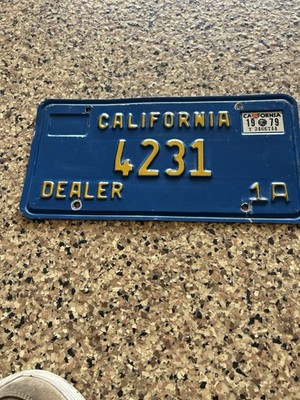 California Dealer License Plate Blue Small Numbers | eBay