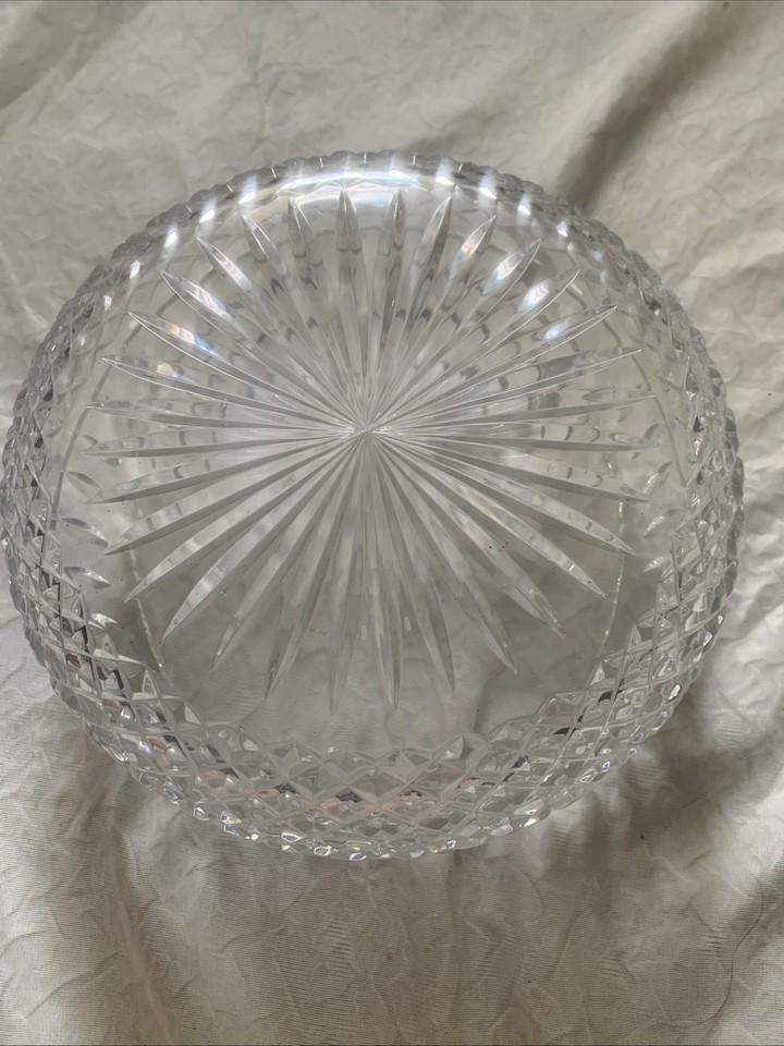 Lead crystal diamond cut pattern 9x5 bowl made in Poland centerpiece ...