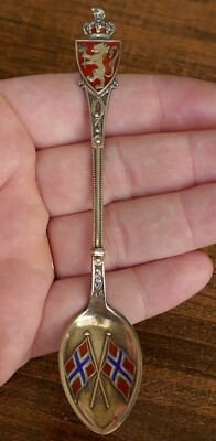 Antique Sterling Silver & Enameled Norwegian Souvenir Spoon | eBay