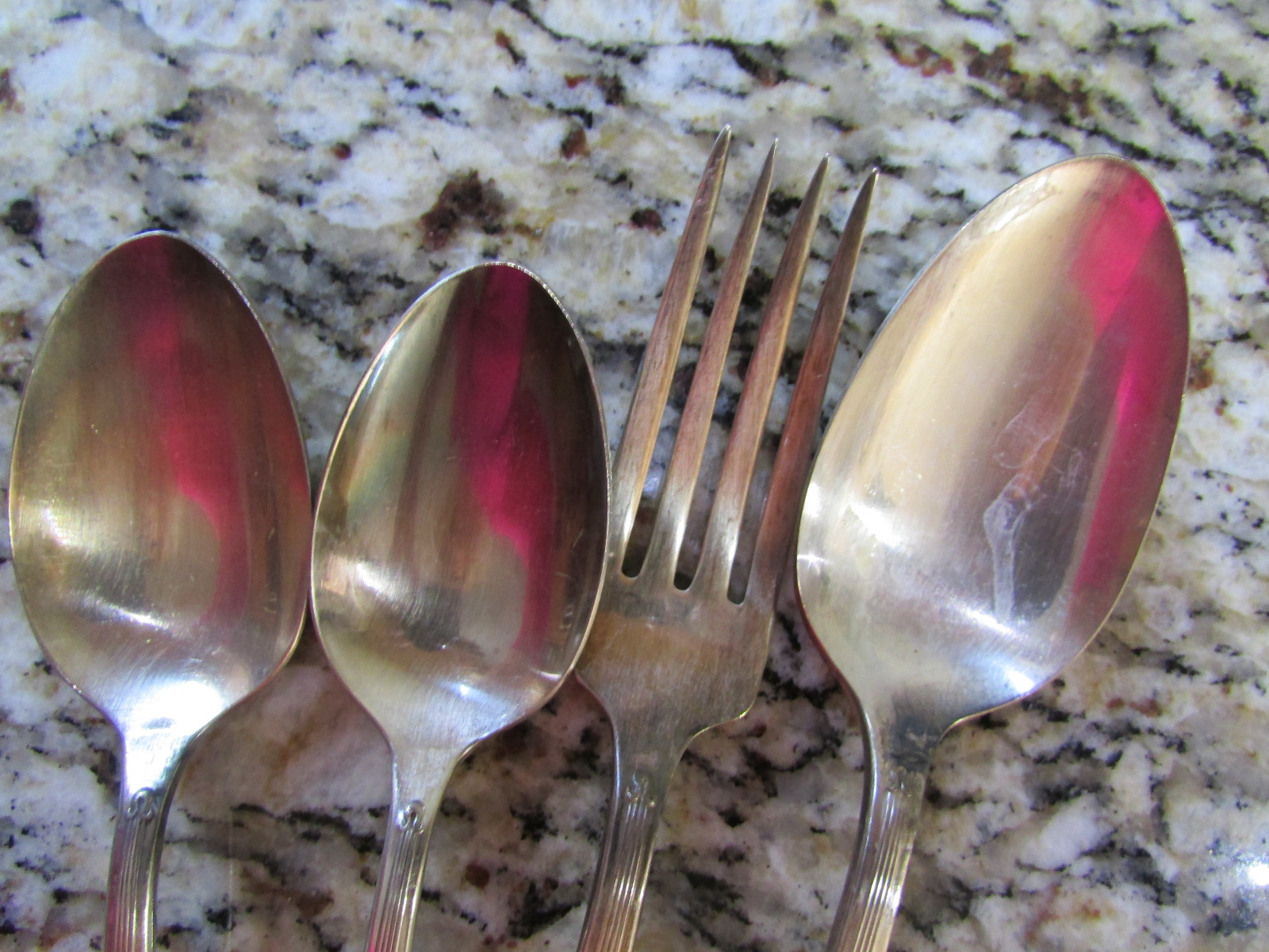 1938 EMBASSY SILVERPLATE SILVERWARE FLATWARE BOUQUET 4 PC SPOONS FORKS ...