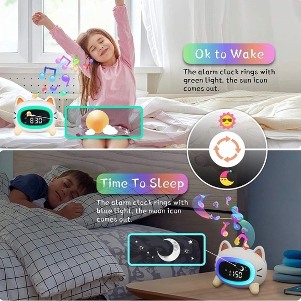 Alarm Clock for Kids,Children's Sleep Trainer,with Wake Up Light,Sleep ...