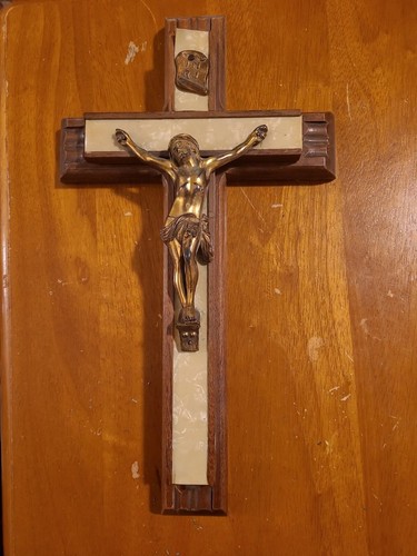 Vintage Wooden Catholic Last Rights Crucifix Cross Wood 2 Piece Sick ...