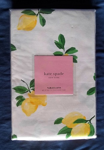 NIP KATE SPADE Make Lemonade Fabric Tablecloth White & Yellow Fruit ...