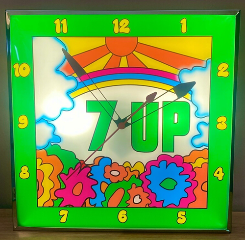 7Up 70's Pop Art Lighted Soda Advertising Clock Free Shipping | eBay