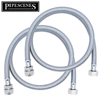 PAIR of 15mm x 1/2" EXTRA LONG Flexible Tap Tail Connectors 900mm Long ...