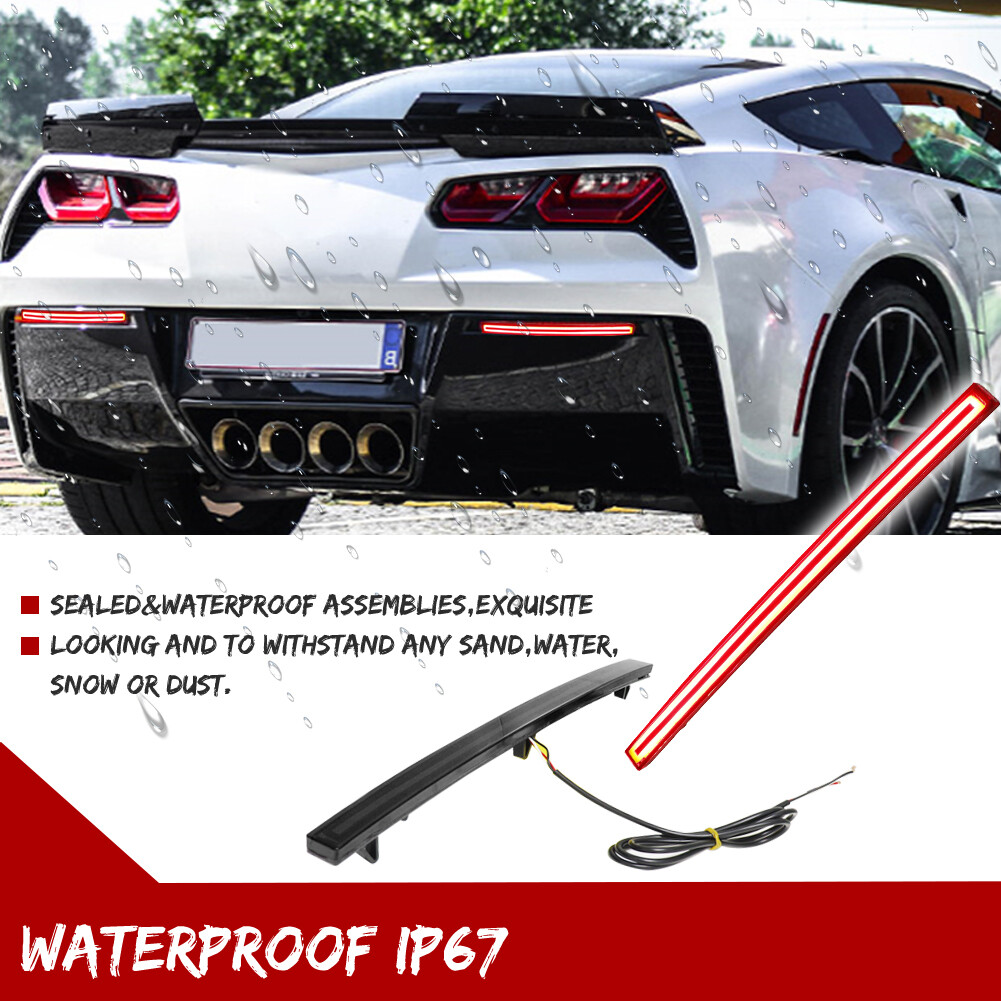 For 14-19 Chevy Corvette C7 Smoke Red LED Rear Bumper Reflector Tail ...