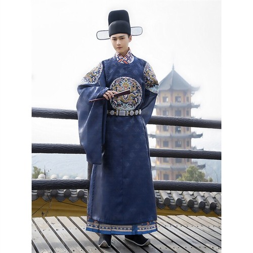 Red Round Neck Dragon Embroidered Wedding Dresses Men Chinese ...