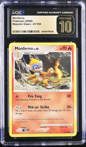 Pokemon Monferno 41/100 Diamond & Pearl Majestic Dawn - CGC 10 PRISTINE ...