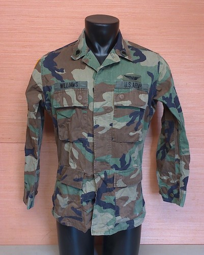 US Army Specialist Rank Aircrew Woodland BDU Camo Jacket Coat Size ...