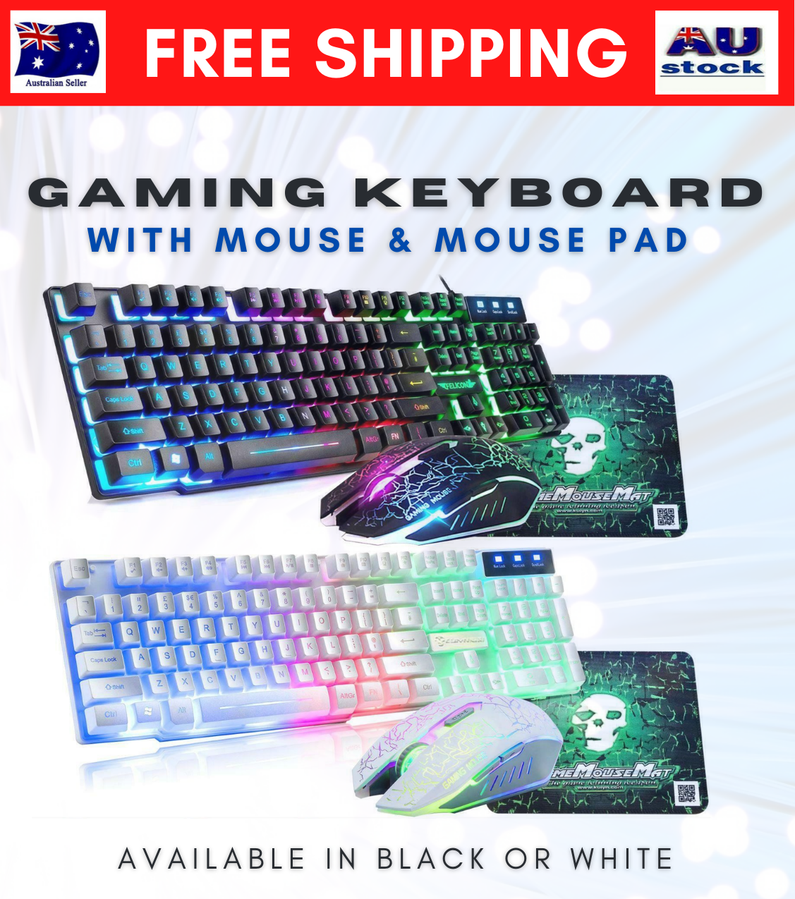 KUIYN T6 Rainbow Backlit Wired USB Gaming Keyboard and Mouse Combo | eBay