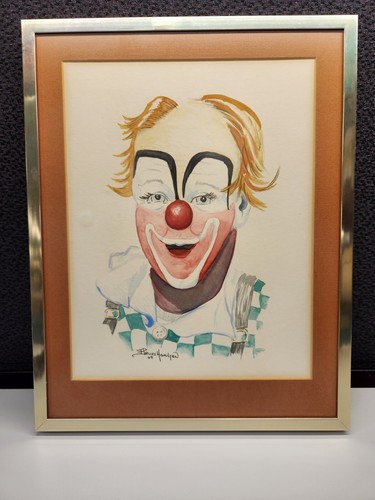 Vintage Clown Watercolor Painting Framed 1969 Bruce Hamilton | eBay