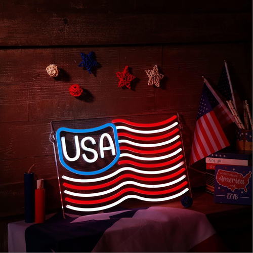 4Th of July Neon Signs USA Flag LED Decorations Independence Day Light ...