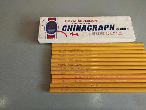 12 VINTAGE Royal Sovereign British Made CHINAGRAPH Pencils In Original ...