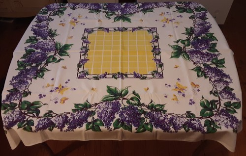 Vintage Hardy Craft Lilacs/Wisteria Tablecloth. HTF!!! | eBay