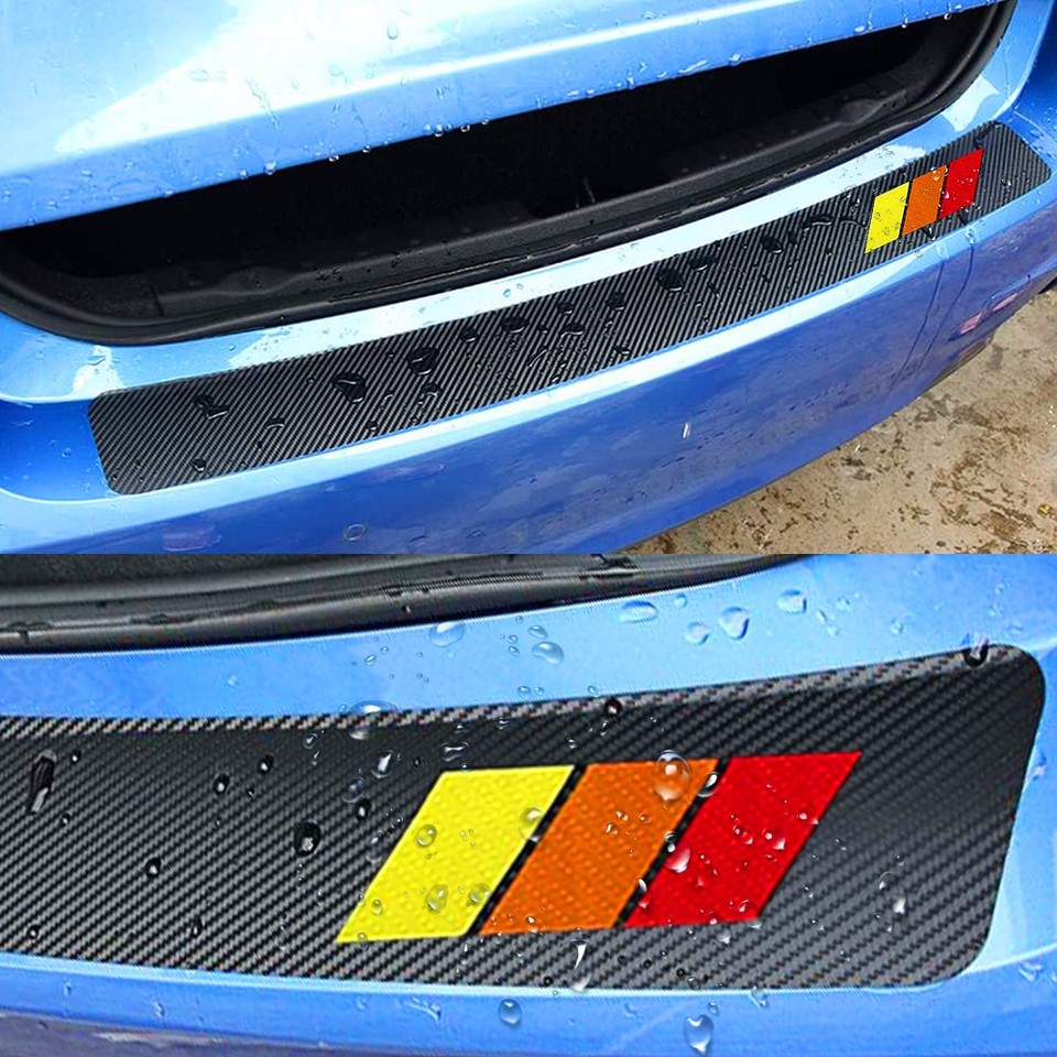 REAR BUMPER PROTECTOR SCRATCH GUARD Black Tricolor Car Sill Plate Door ...