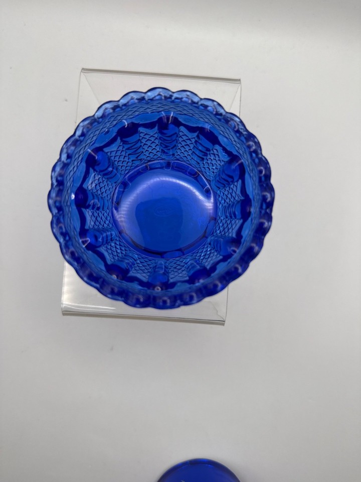 Vtg Fenton Cobalt Blue Fairy Lamp Hand Painted Floral Artist Signed ...