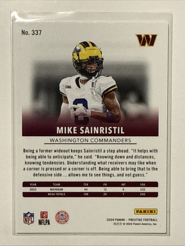 2024 Panini Prestige Mike Sainristil RC Commanders #337 | eBay
