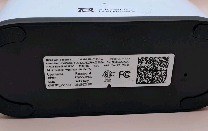 Nokia Kinetic Wifi Beacon 6 Model HA-0336G-A Windstream Router | eBay
