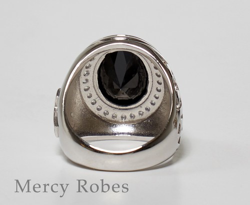 Men's Pastors Clergy Ring, Sterling Silver, Black Stone (RNZ0488 SB) | eBay