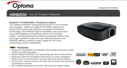 Optoma HD8200 DLP 1080p Home Theater Projector Used and Working | eBay