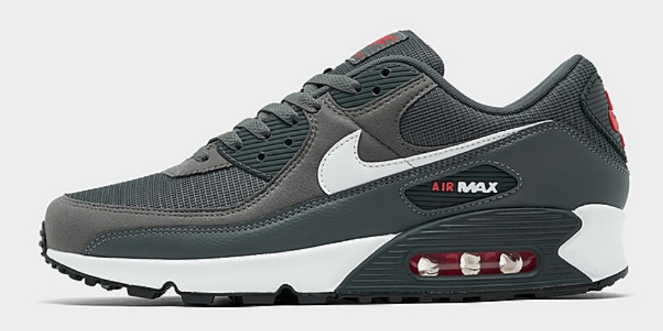 MEN'S NIKE AIR MAX 90 CASUAL SHOES Iron Grey/White/University Red ...