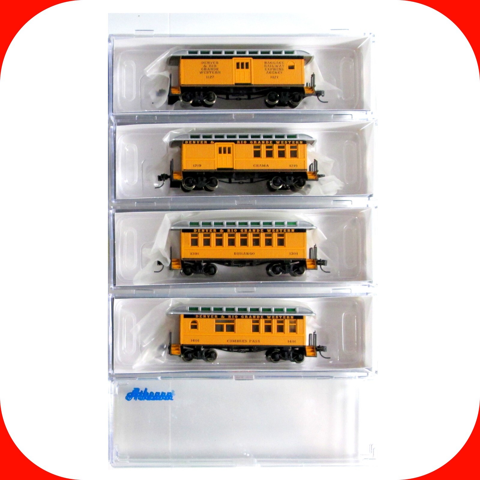 N Scale ***DENVER RIO GRANDE*** Silverton Overton 4-Car Set --- ATHEARN ...