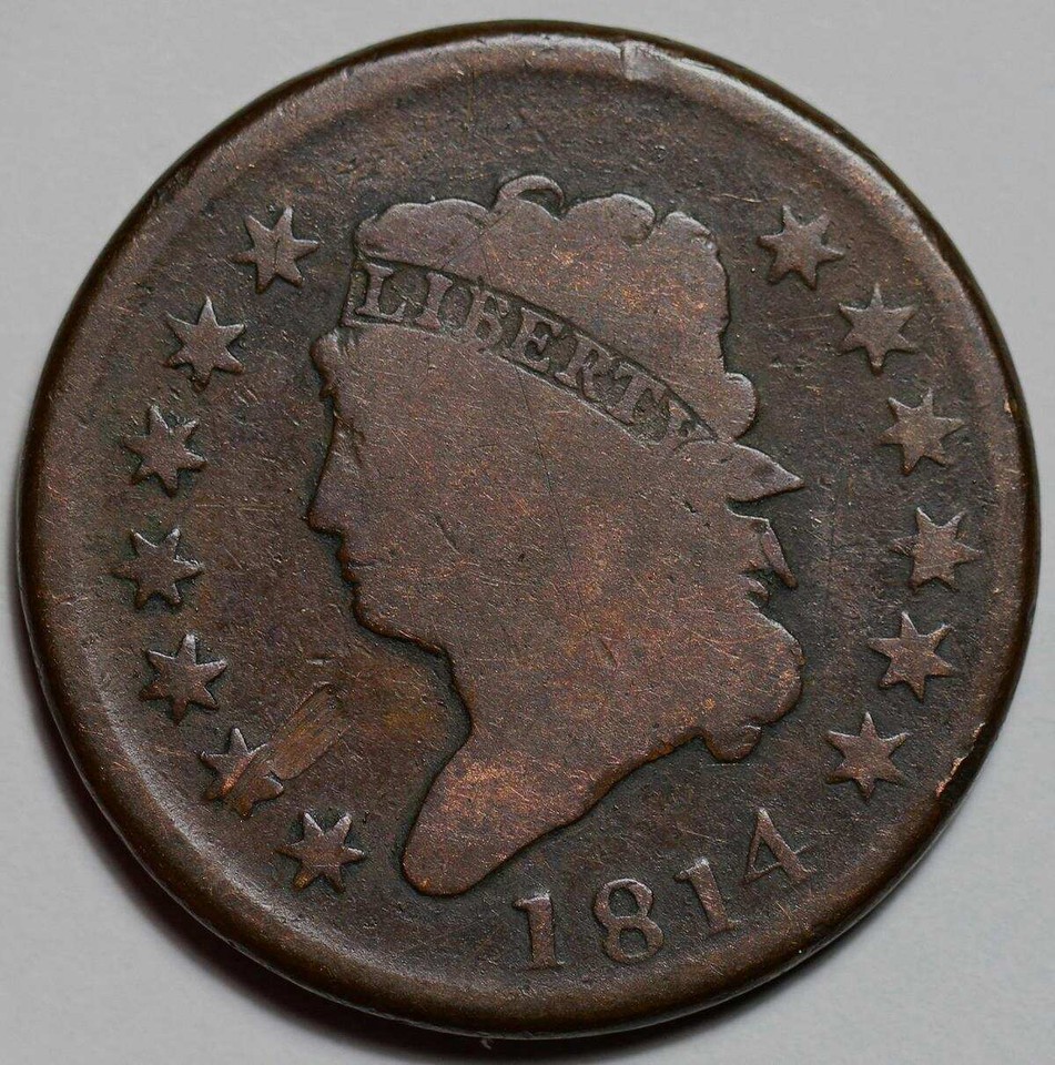 1814 Classic Head Large Cent - Plain 4 - Scrape - US 1c Copper Coin | eBay