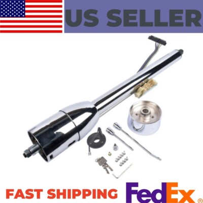 New Chrome 28" Tilt Steering Column Manual Floor Shift with Key and ...