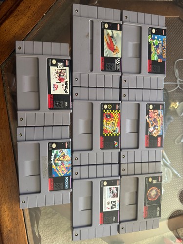 Super NES Nintendo SNES lot of 8 video game carts action, sports Crash ...
