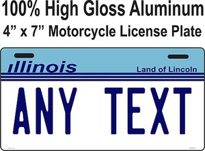 PERSONALIZED ILLINOIS STATE VANITY MOTORCYCLE LICENSE PLATE WITH CUSTOM ...