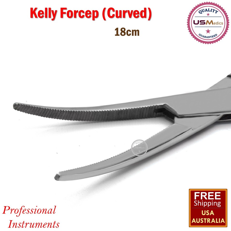 Hemostat Artery Kelly Forceps Curved 18cm Long Veterinary Tissue Holder ...
