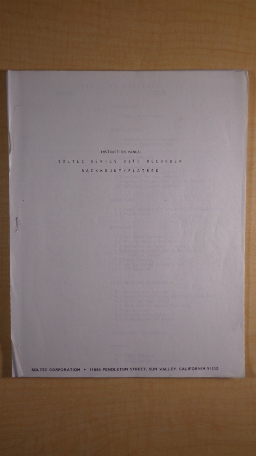 Soltec Series 3310 Recorder Instruction Manual 8F B4 | eBay