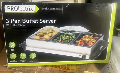 PROLECTRIX 3 Pan ELECTRIC BUFFET SERVER ADJUSTABLE TEMP. FOOD WARMER ...