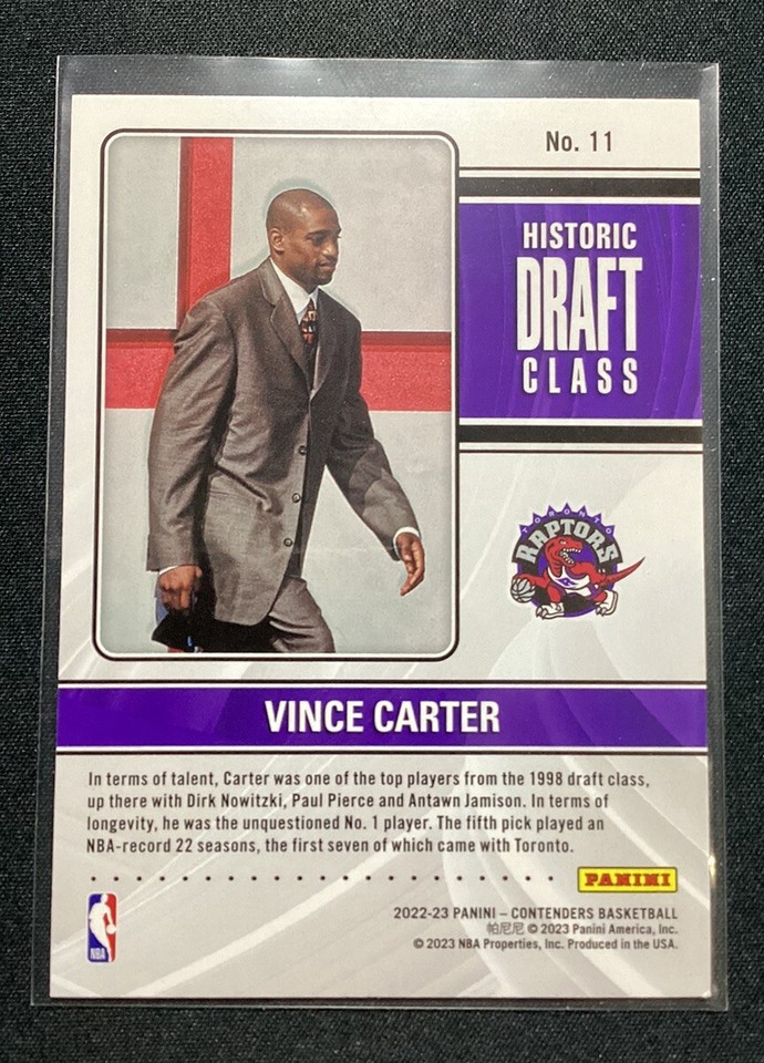 2022-23 Panini Contenders Historic Draft Class Vince Carter Toronto ...