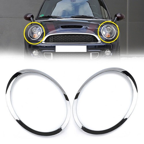 Pair For MINI Cooper R55 R56 R57 07-15 Headlight Ring Chrome Bezel ...